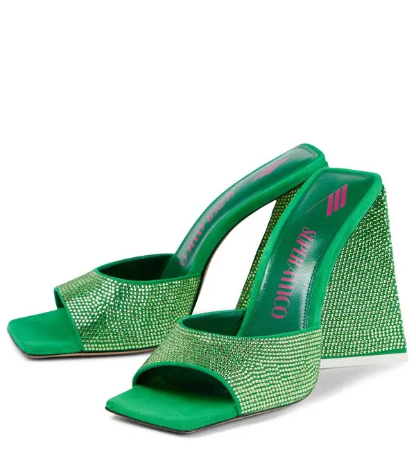 Attico Devon Embellished Leather And Suede Sandals