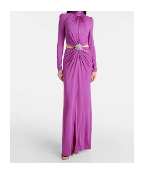Rabanne Cutout Crystal-embellished Jersey Gown