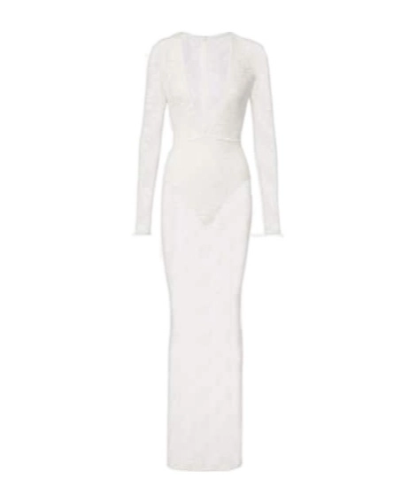Alex Perry Bridal Sheer Lace Gown - White