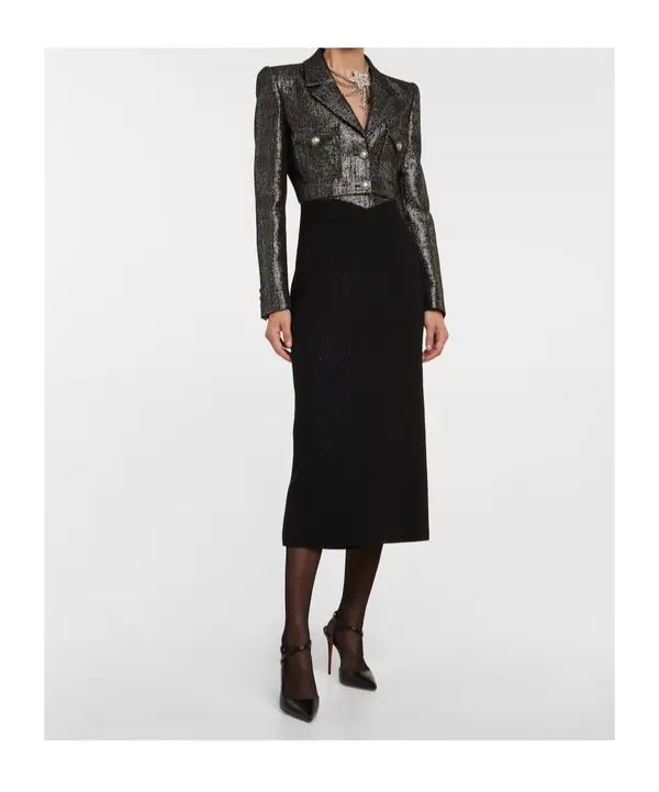 Alessandra Rich Tweed Midi Dress