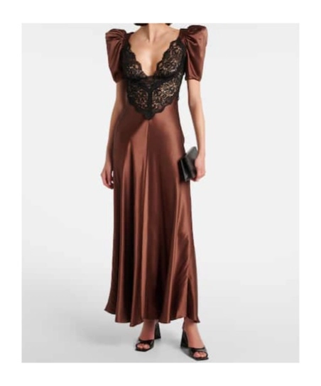 RODARTE Lace-trimmed Silk Charmeuse Gown