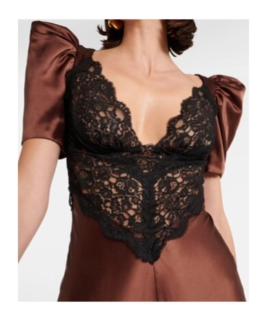 RODARTE Lace-trimmed Silk Charmeuse Gown