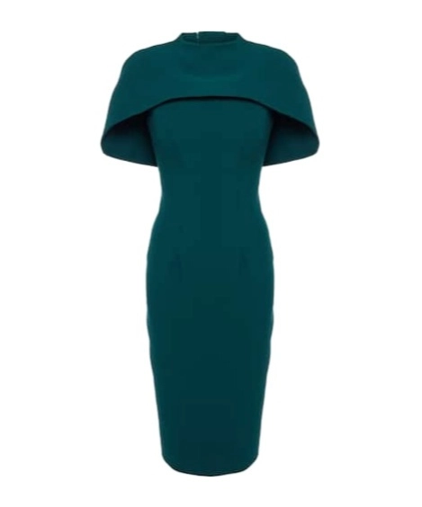 SAFIYAA LONDON Kalika Caped Midi Dress - Green