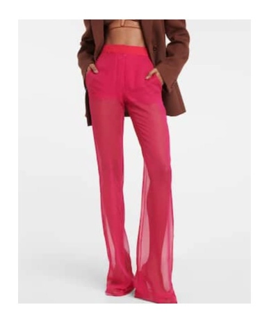 NENSI DOJAKA Mid-rise Wide-leg Silk Pants