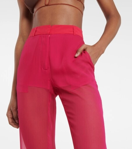 NENSI DOJAKA Mid-rise Wide-leg Silk Pants