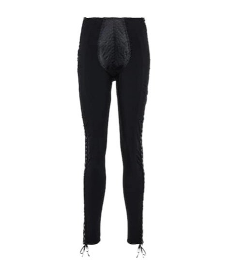 JEAN PAUL GAULTIER X Lotta Volkova Lace-up Satin And Mesh Leggings - Black