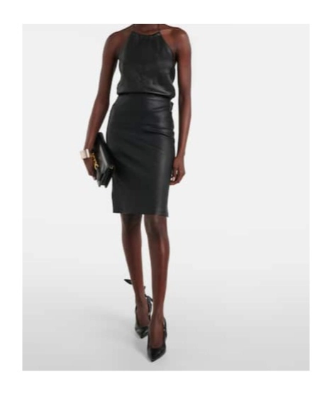 Stouls Gin Leather Midi Skirt