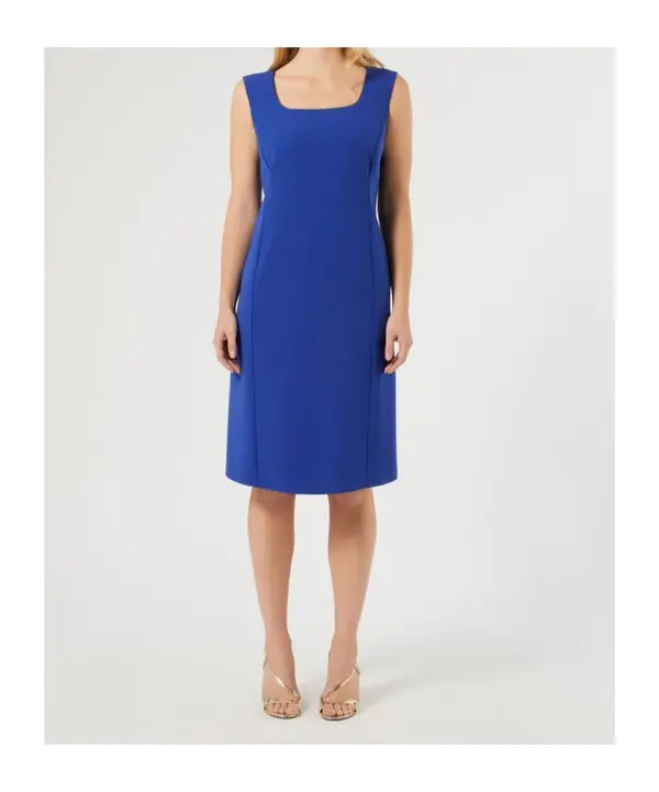 Marina Rinaldi Rhinestone Adorned Cady Sheath Dress
