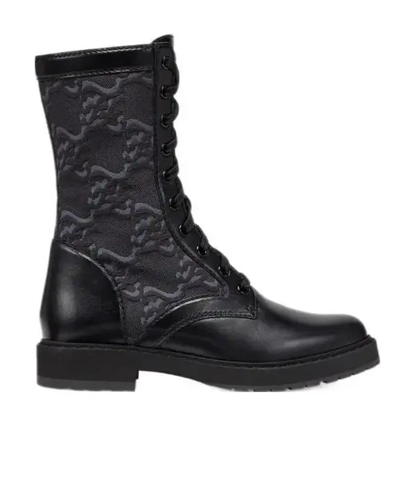 Fendi Logo-debossed Combat Boots - Black