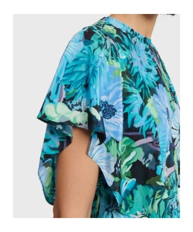 Stella McCartney Floral Silk Maxi Dress With Waterfall Draping - Blue