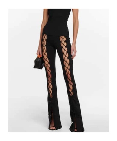 David Koma Lace-up Cotton Jersey Flared Pants