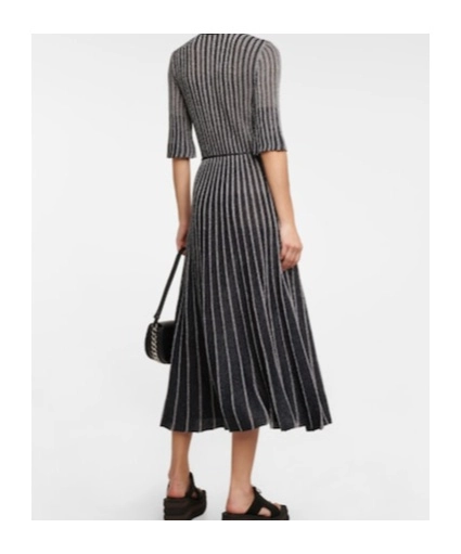 Stella McCartney Knit Midi Dress With Keyhole Neckline And Pleated Skirt