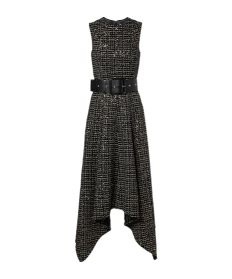 SAFIYAA LONDON Okimi Sequined Tweed Midi Dress