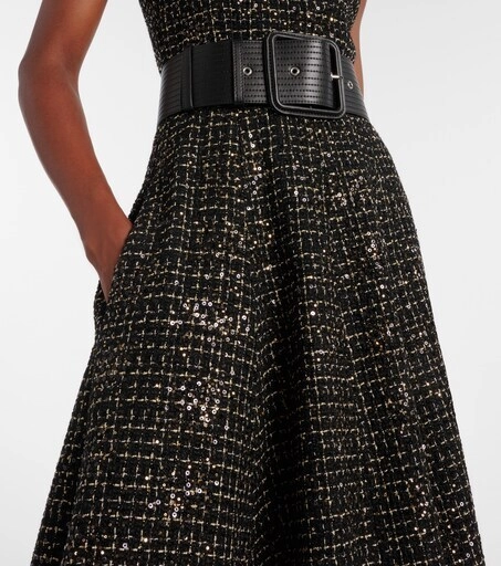 SAFIYAA LONDON Okimi Sequined Tweed Midi Dress