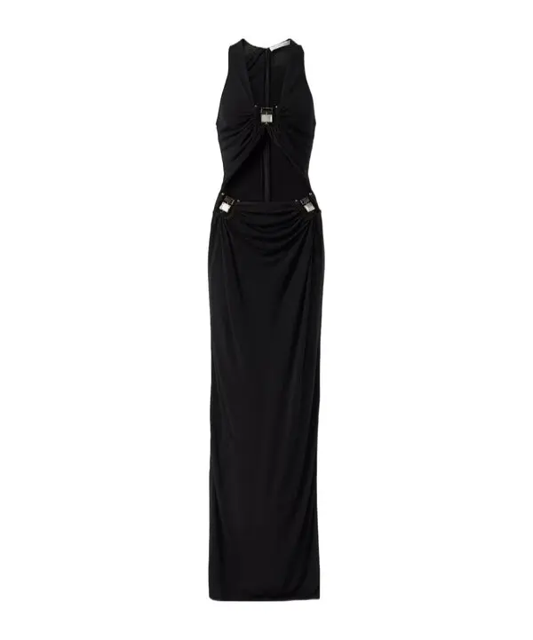 Christopher Esber Duo Bezel Quartz Jersey Maxi Dress - Black