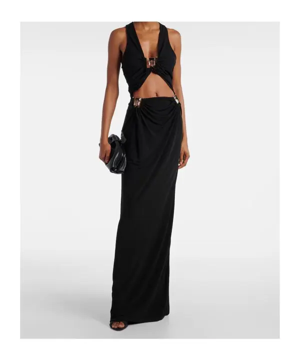Christopher Esber Duo Bezel Quartz Jersey Maxi Dress