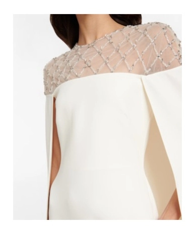 SAFIYAA LONDON Bridal Embellished Crepe Cape Gown