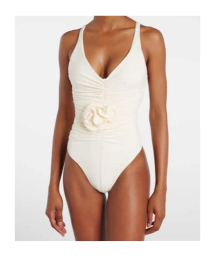 Magda Butrym Floral-appliqué Ruched Swimsuit