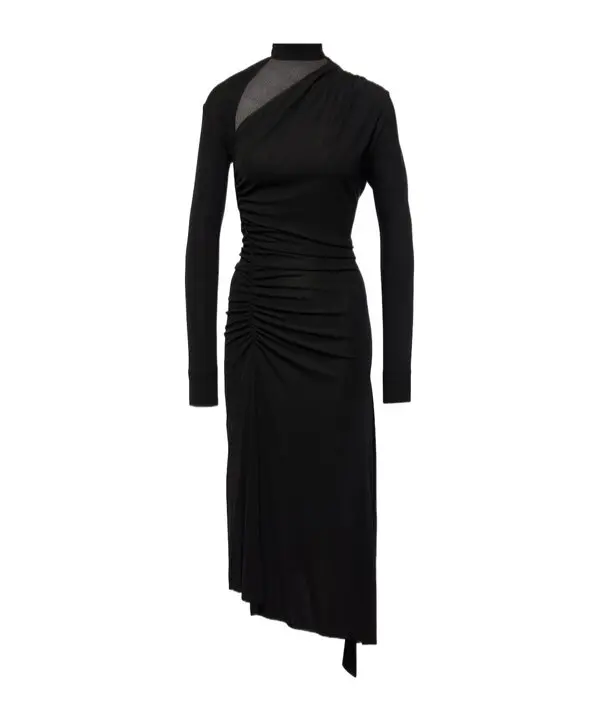 Victoria Beckham Asymmetric Ruched Midi Dress
