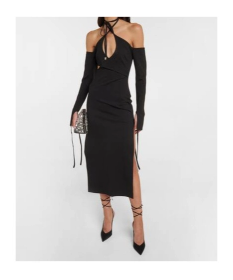 Attico Greta Off-shoulder Halterneck Dress