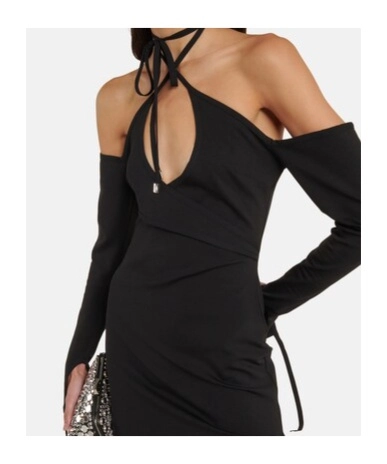 Attico Greta Off-shoulder Halterneck Dress