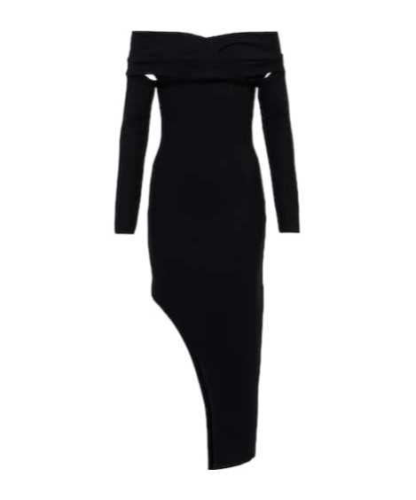SAFIYAA LONDON Belle Off-shoulder Knit Midi Dress