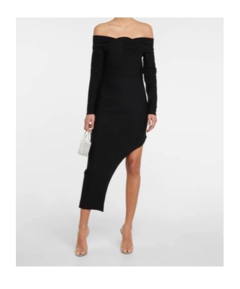 SAFIYAA LONDON Belle Off-shoulder Knit Midi Dress