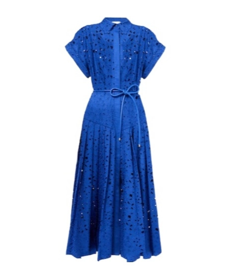 Rebecca Vallance Floral Cotton Lace Shirt Dress - Blue