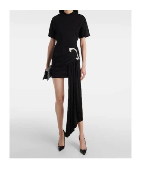 David Koma Embellished Draped Jersey Minidress