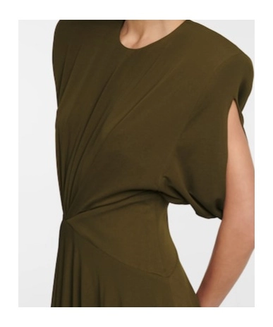 Alexandre Vauthier Asymmetrical Midi Dress With Pleats And Padded Shoulders