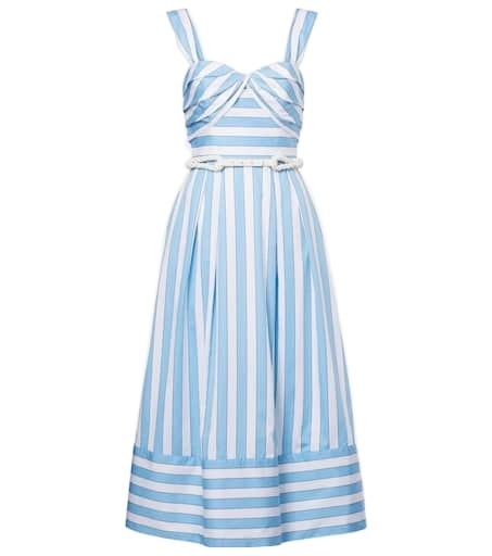 Rebecca Vallance Nilah Striped Belted Cotton Midi Dress - Blue
