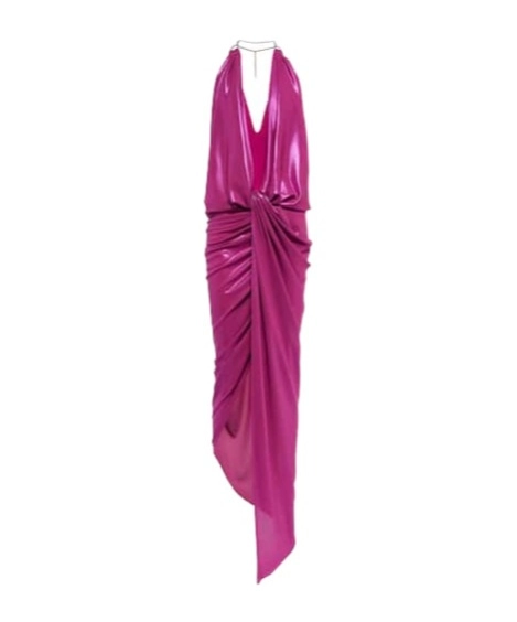 Attico Halterneck Lame Maxi Dress