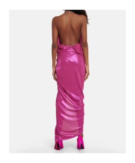 Attico Halterneck Lame Maxi Dress