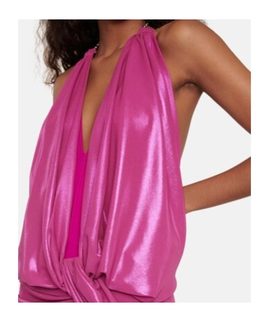 Attico Halterneck Lame Maxi Dress