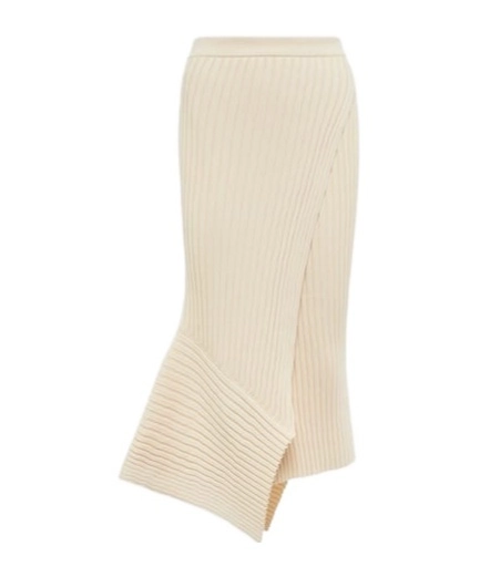 Stella McCartney Ribbed-knit Midi Skirt - Nude