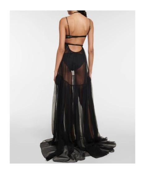 NENSI DOJAKA Cutout Silk Chiffon Maxi Dress - Black