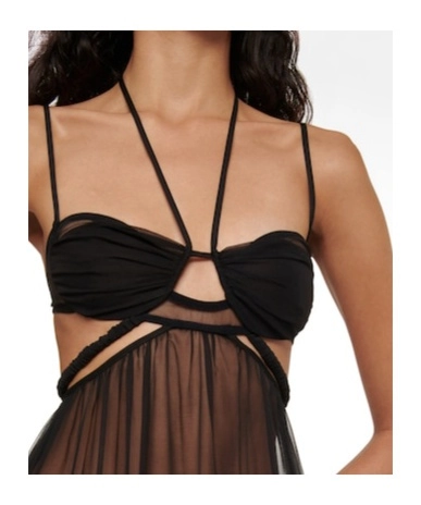 NENSI DOJAKA Cutout Silk Chiffon Maxi Dress - Black