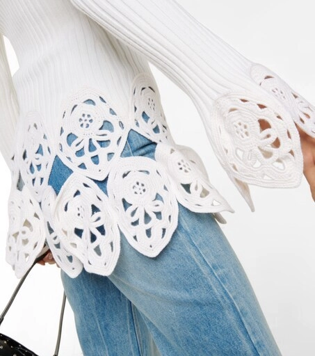 Rabanne Crochet-trimmed Wool-blend Top