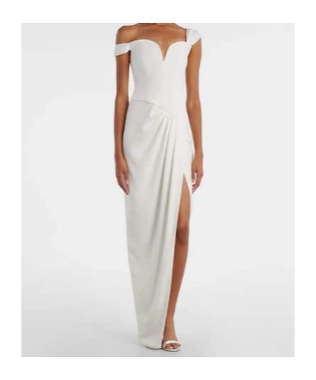 Alex Perry Bridal Draped Off-shoulder Crepe Corset Gown