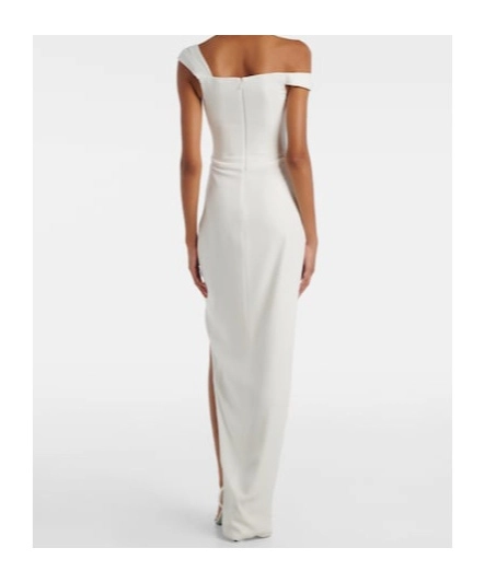 Alex Perry Bridal Draped Off-shoulder Crepe Corset Gown