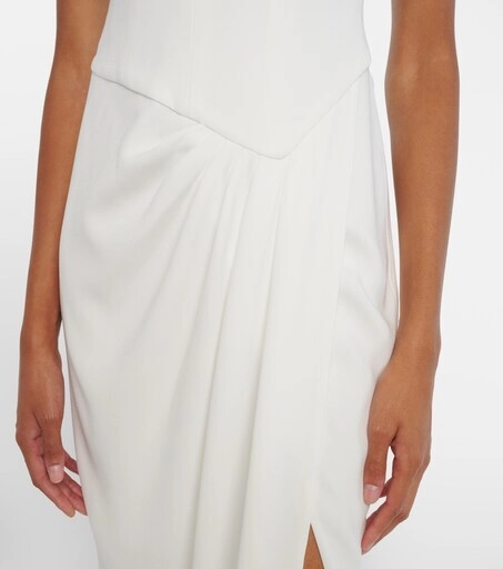 Alex Perry Bridal Draped Off-shoulder Crepe Corset Gown