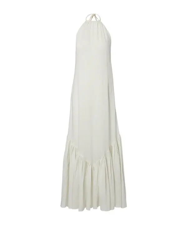 PATOU Striped Halterneck Open-back Maxi Dress - White