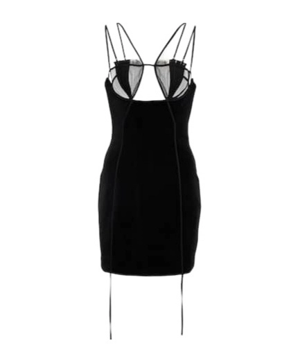 NENSI DOJAKA Cutout Velvet And Mesh Minidress - Black