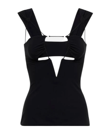 NENSI DOJAKA Cutout Jersey Top - Black