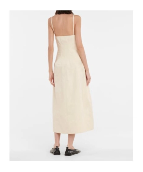 JIL SANDER Cotton Poplin Sweetheart Bodice Midi Dress