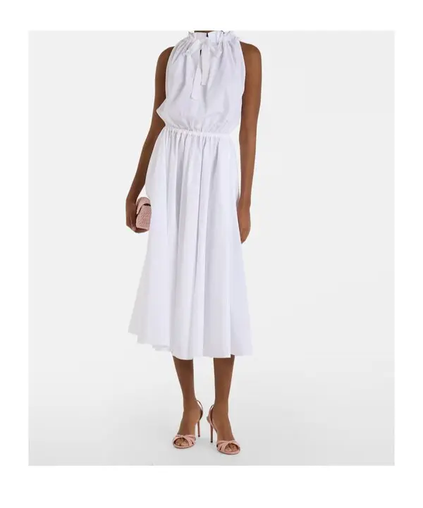 PATOU Gathered Cotton Midi Dress