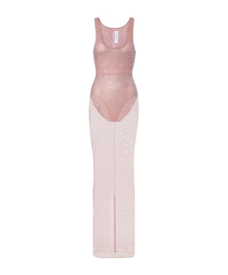 Alex Perry Crystal-embellished Mesh Maxi Dress - Pink