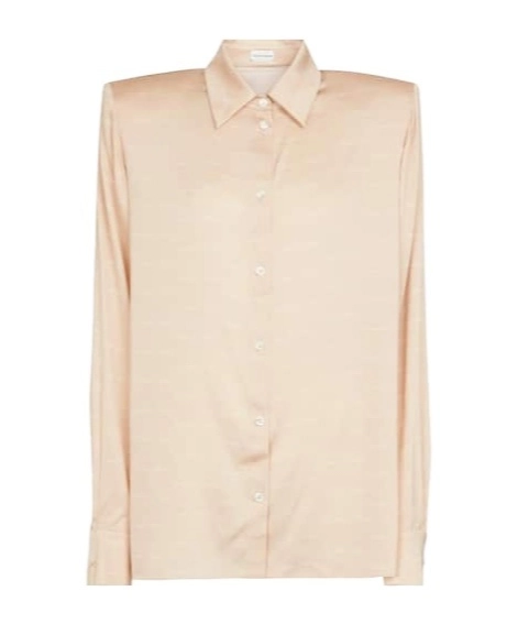 Magda Butrym Logo-print Stretch-silk Shirt - Nude