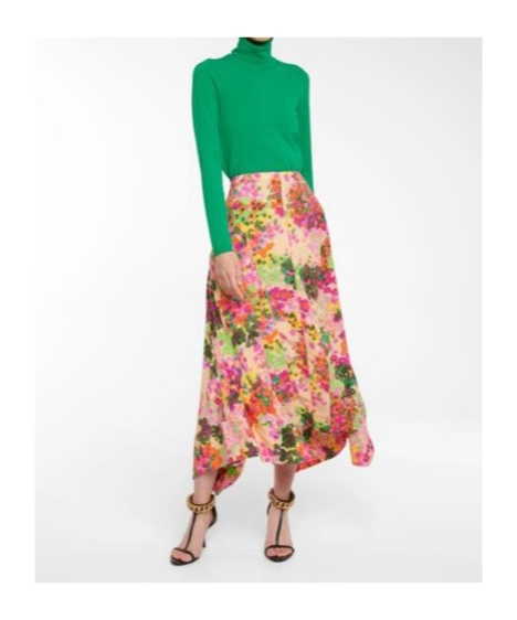 Stella McCartney Naya Floral Silk Midi Skirt