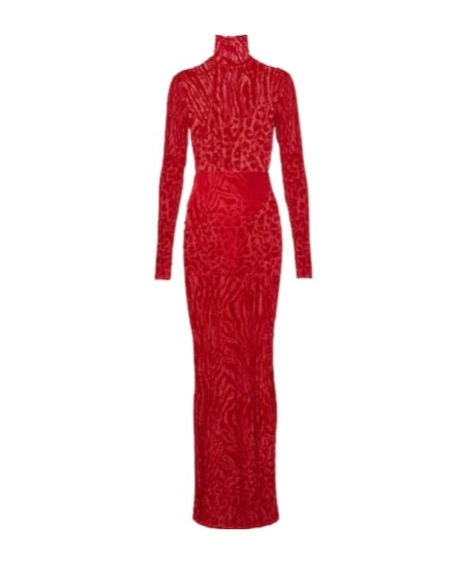Alex Perry Printed Turtleneck Jersey Maxi Dress - Red
